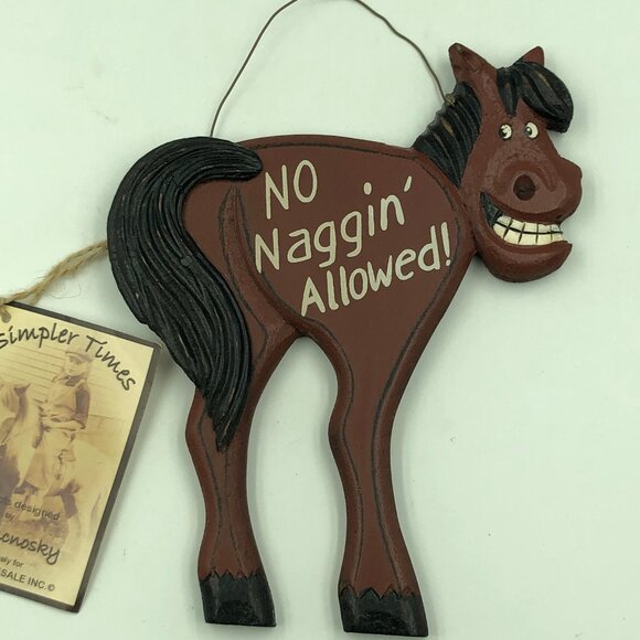 The Simpler Times | Wall Decor | Brown Horse Shaped Funny Wood Sign No ...
